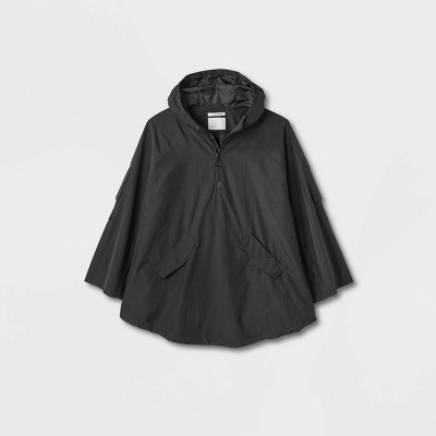 Women's Adaptive Seated Fit Hooded Rain Jacket - A New Day™ Black 3x ...