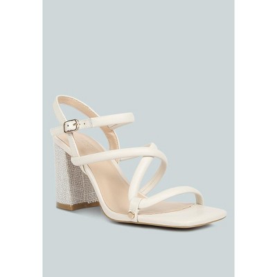 Artha Open Square Toe Block Heel Sandals In Off White : Target