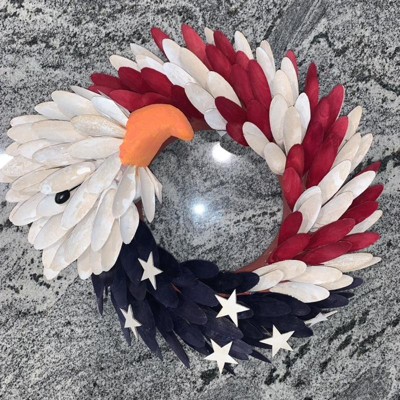 Collections Etc Wooden 4th Of July Patriotic Eagle Door Wreath : Target