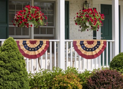 Briarwood Lane Tea Stained Patriotic Embroidered Bunting Usa 48" X 24 ...