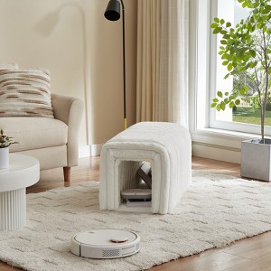 TiramisuBest Ottoman Storage Bench with Cat Hideout, Corduroy Bench for ...