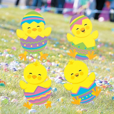 Fun Express 16 1/4" - 24" Tumbling Easter Chicks Yard Signs - 4 Pc ...