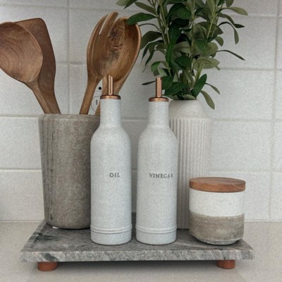 8"x12" Footed Marble Countertop Tray Warm Beige - Hearth & Hand™ With ...