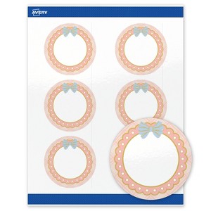 Avery® Glossy 3" Diameter Labels, Pink & Gold Scallop, 60ct : Target