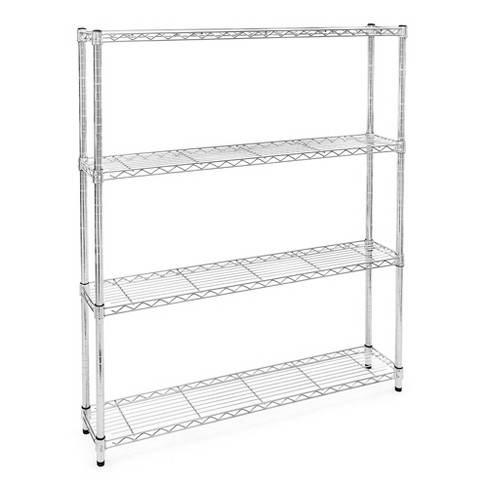 Shelving.com Chrome Wire Shelving With 4 Tier Shelves - 8"d X 48"w X 96 ...