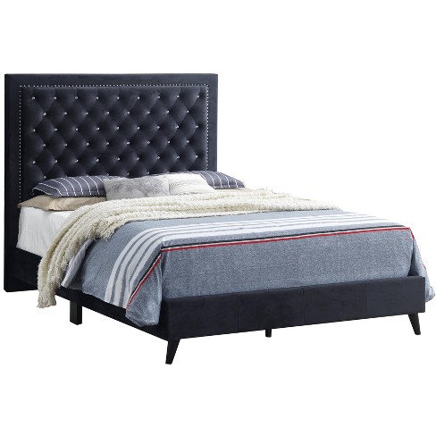 Passion Furniture Alba Black Upholstered Full Panel Bed : Target