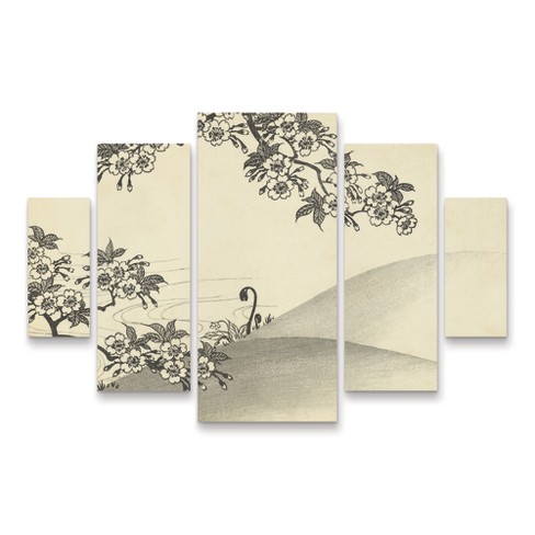 Trademark Fine Art Unknown Japanese Cherry Blossom Tree B 5 Piece Panel ...