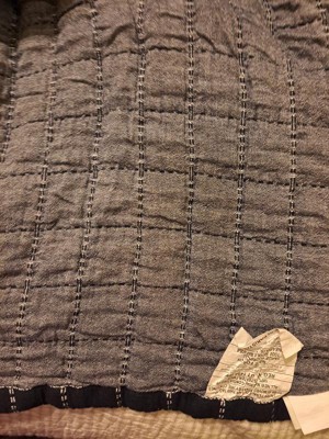 Full/queen Yarn Dye Crinkle Grid Quilt Moss Green - Threshold™: Cotton ...