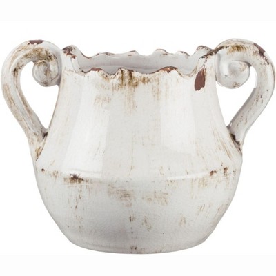 Decorative Terra Cotta Cache Pot White - Storied Home : Target