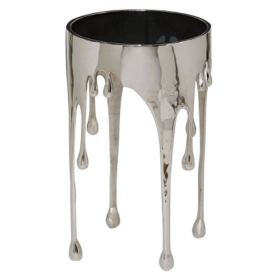 Contemporary Melting Drip Metal And Tempered Glass Coffee Table Silver ...
