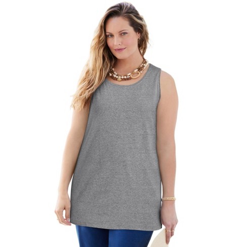 Catherines Women's Plus Size Suprema Tank - 6x, Heather Grey : Target