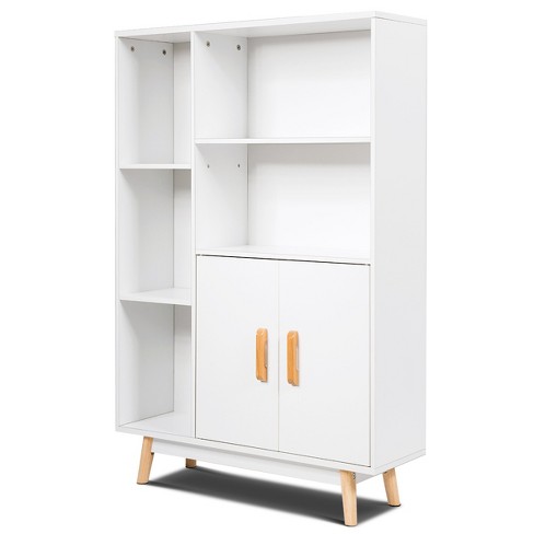 Costway Floor Storage Cabinet Free Standing Wooden Display Bookcase ...