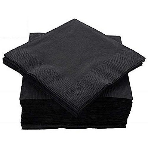Sparksettings Black Beverage Napkins, 5” X 5” 2 Ply Paper Napkins, Pack ...