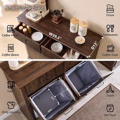 Tilt-Out Trash Cabinet, Hidden Trash Can with 20 Gallon Storage, Wooden ...