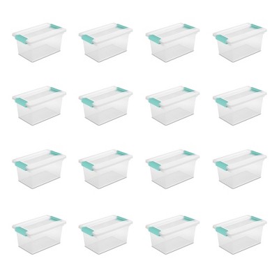 Sterilite Medium Clip Latch Lid Storage Container Tote, 12 Pack, And ...