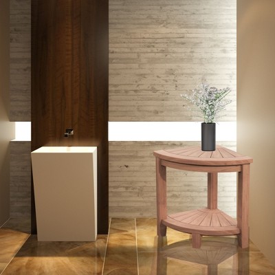 Homcom Long Bamboo Shower Bench Seat, 20" Wooden Spa Shower Stool With ...