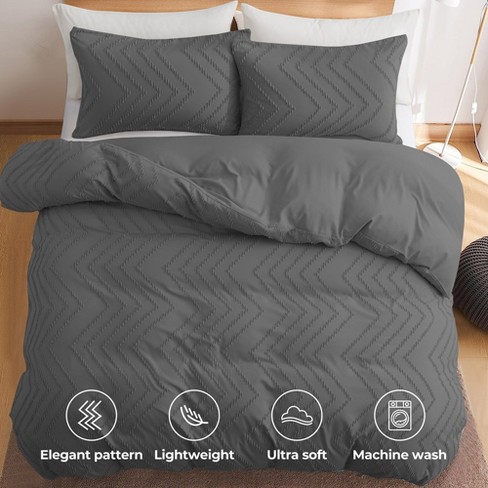 Peace Nest Tufted Microfiber Clipped Duvet Cover Set With Zipper ...