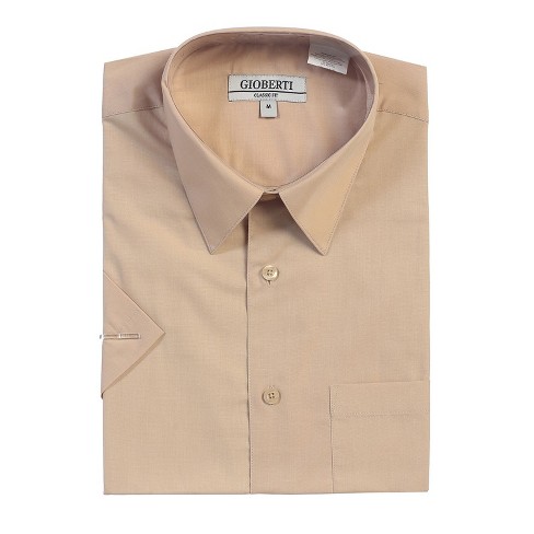 Gioberti Men's Short Sleeve Solid Dress Shirt, Khaki, S : Target