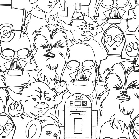 Star Wars Saga Line Sketches Peel And Stick Kids' Wallpaper Gray ...
