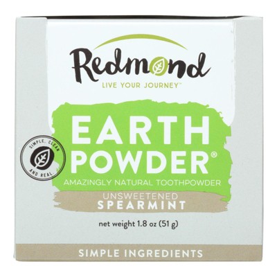 Redmond Unsweetened Spearmint Earth Powder Toothpowder - 1.8 oz : Target