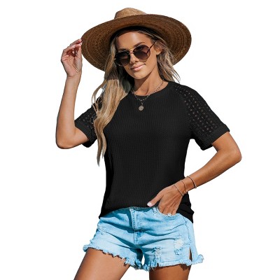 Women's Long Sleeve Embroidered Floral Eyelet Blouse Shirt- Cupshe-m ...