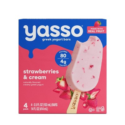 Yasso Frozen Greek Yogurt Strawberry And Cream Bars - 14oz/4ct : Target