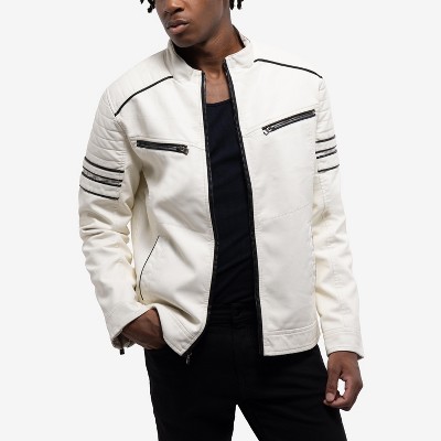 X Ray Men's Pu Leather Jacket With Hood And Faux Shearling Lining In ...