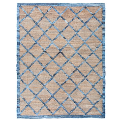 Park Hill Collection Hemp And Recycled Denim Windowpane Pattern Rug, 7 ...