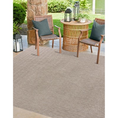Unique Loom 13' 0 X 13' 0 Square Indoor/outdoor Solid Beige Area Rug ...