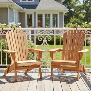Outdoor Adirondack Chairs Set of 2, Brown Folding Wooden Adirondack ...