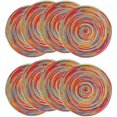 Colorful 15" Round Braided Fabric Placemats Set Of 8 Dining Table Mat ...