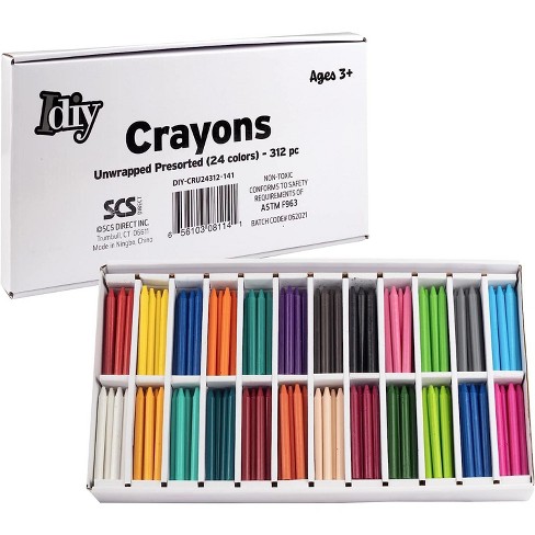 Idiy Unwrapped Bulk Wax Crayons (pre-sorted 313 Ct, 24 Colors, 13 Each ...