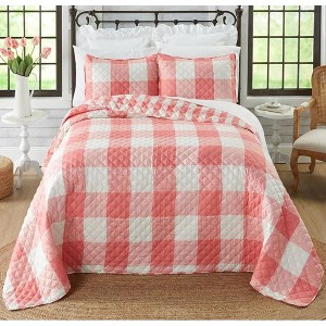 The Lakeside Collection Spring Buffalo Check Bedspread - Queen Tea Rose ...