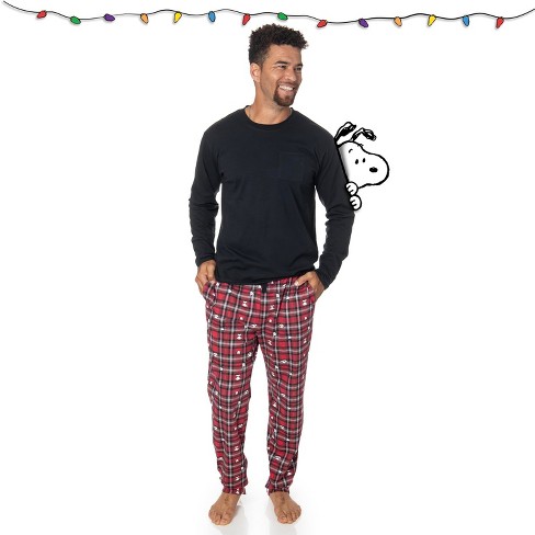 Mens' Cotton Snoopy Family Matching Pajamas 2-piece Sets For Christmas With Woodstock Charlie ...