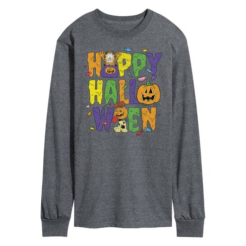 Men's Garfield Happy Halloween Icons Long Sleeve Graphic T-shirt ...