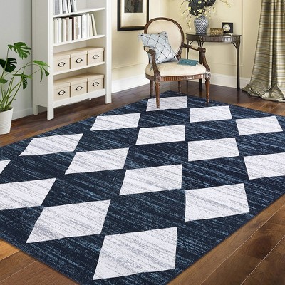 Modern Geometric Distressed Area Rug Diamond Lattice Rug Washable Rugs ...