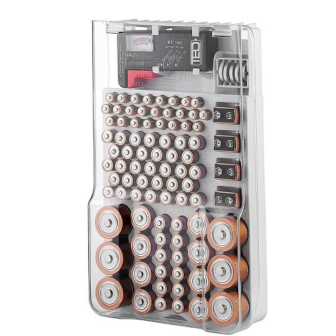 The Battery Organiser Holds 93 Batteries Of Various Sizes Includes A Removable Battery Tester Clear Target