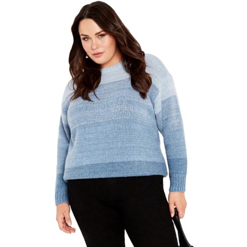 Avenue Women's Plus Size Reese Ribbed Knit Sweater - 22/24, Indigo : Target