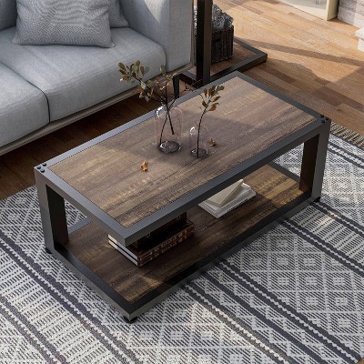 Felcor Industrial Coffee Table Dark Walnut/black - Mibasics : Target