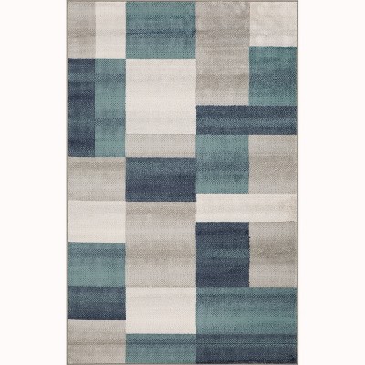 Modern Geometric Color Block Indoor Area Rug Or Runner, 7'x9', Rivulet ...