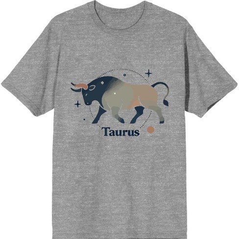Taurus Zodiac Sign Adult Heather Gray Crew Neck Short Sleeve Tee-xl ...