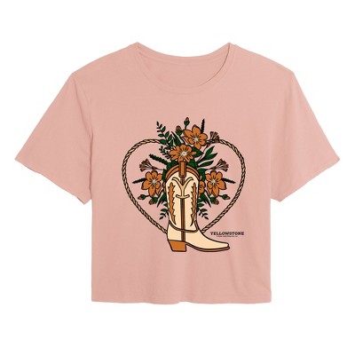 Women's - Yellowstone - Boot Flower Cropped Graphic T-Shirt : Target