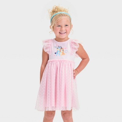 Bluey Bingo Toddler Girls Tulle Dress Pink 2t : Target