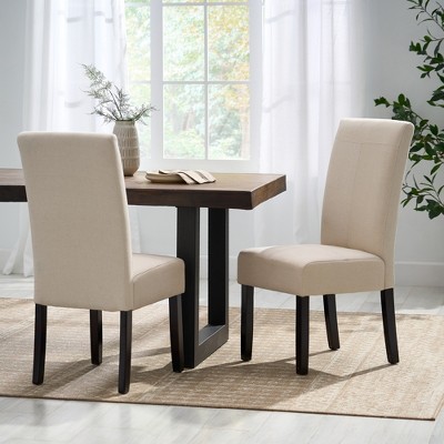Dining Chairs Set of 2 ¨C Contemporary Beige Upholstered Armless Chairs ...