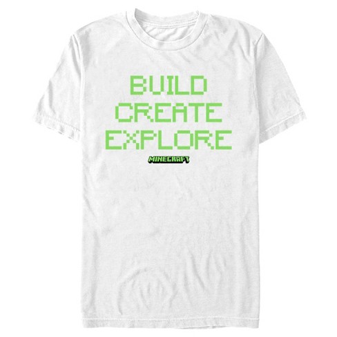 Men's Minecraft Build Create And Explore T-shirt - White - Medium : Target