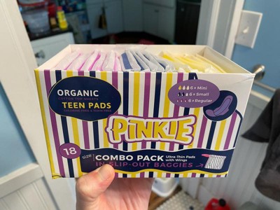 Pinkie Tween & Teen Ultra-thin Organic Topsheet Pads With Wings - Combo ...