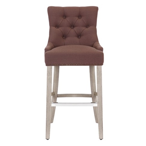 Westintrends 29" Linen Fabric Tufted Buttons Upholstered Wingback Bar ...