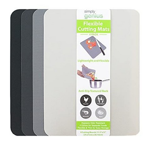Simply Genius 4-pack Plastic Cutting Board Mats, Color Coded Set ...