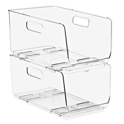 Sorbus 2 Pack Medium Clear Open Front Stackable Storage Bins - For ...