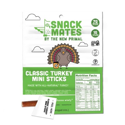 The New Primal Snack Mates Turkey Mini Meat Sticks - 2.5oz/5ct : Target